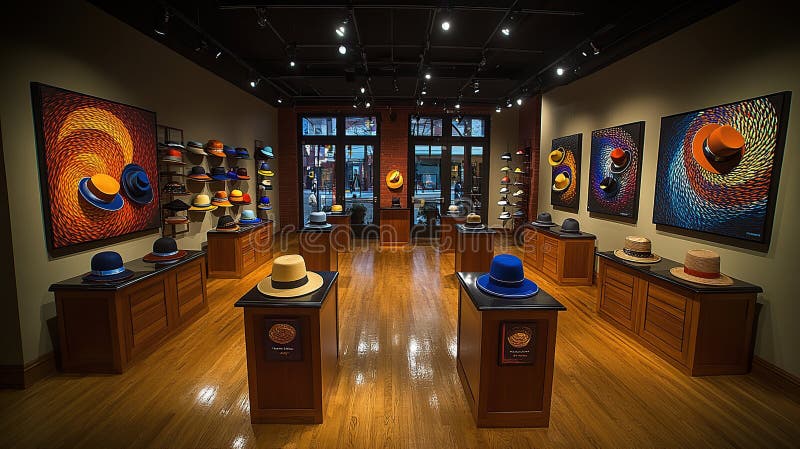 Elegant Hat Store Interior with Displays Stock Illustration ...