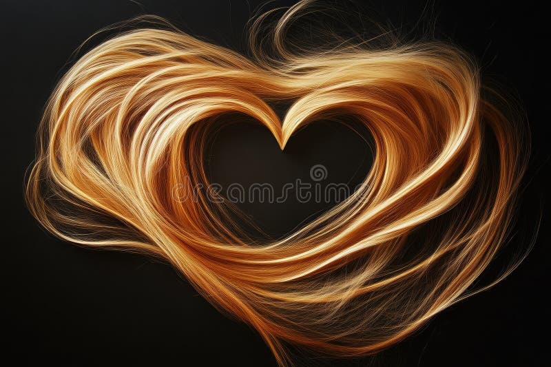 Elegant Heart Design Created with Long Blonde Hair. Stock Illustration ...