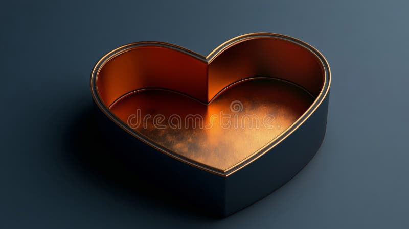 Elegant Heart Shaped Box with Copper Interior Stock Illustration ...
