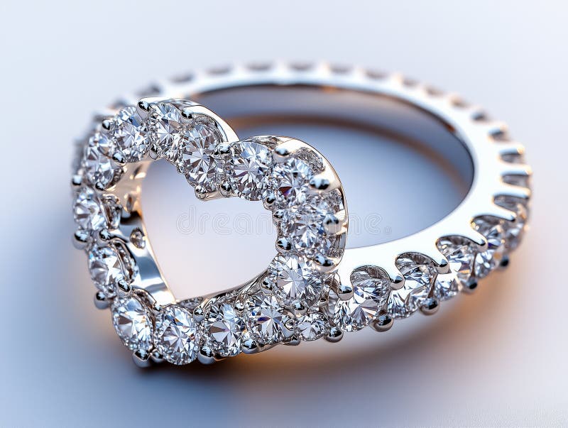 Elegant Heart-shaped Diamond Ring on a Smooth Surface, Perfect for ...