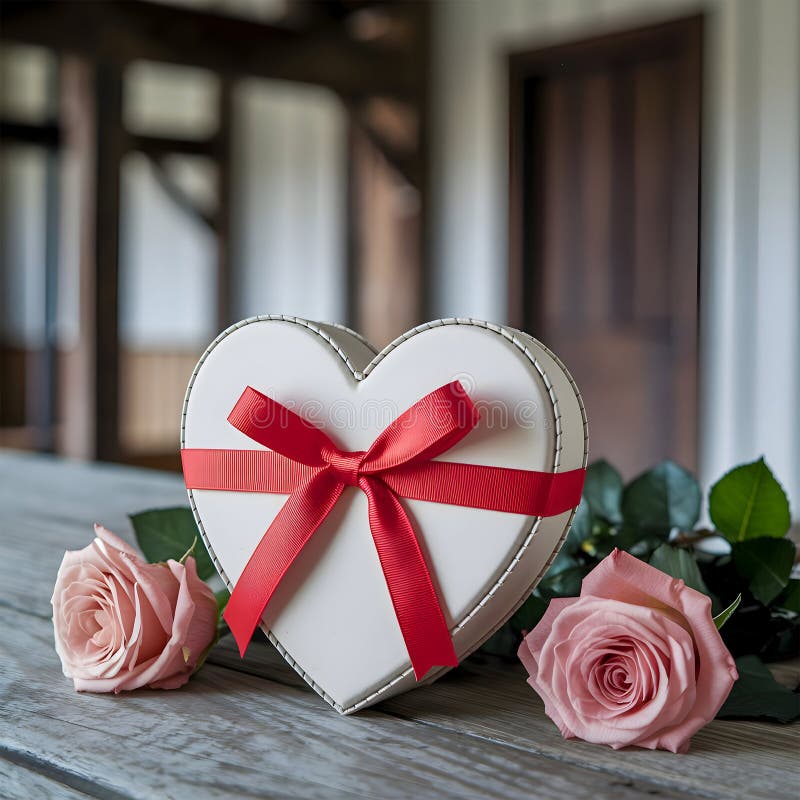 Elegant Heart-Shaped Gift Box Stock Illustration - Illustration of ...