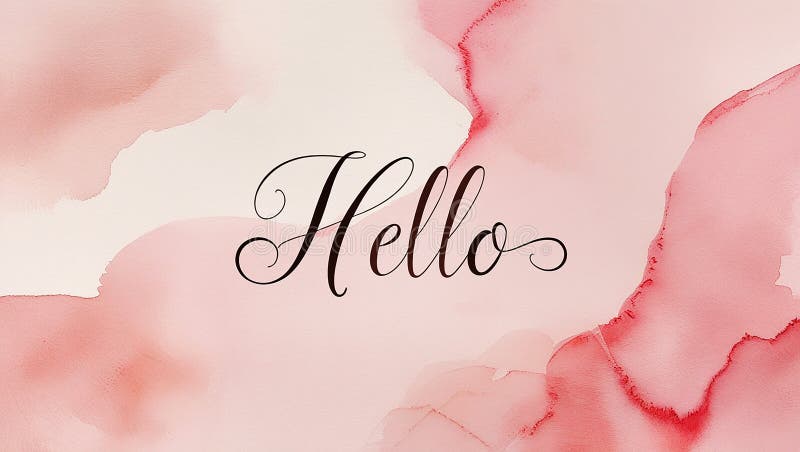 Elegant Hello Script on Pastel Watercolor Background Ai Generated Stock ...