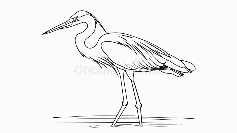 Elegant Heron Continuous Line Art Drawing Illustration Stock ...