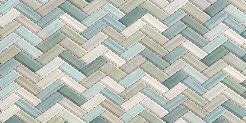 Elegant Herringbone Tile Pattern in Soft Aqua, Beige, and Sage Green ...