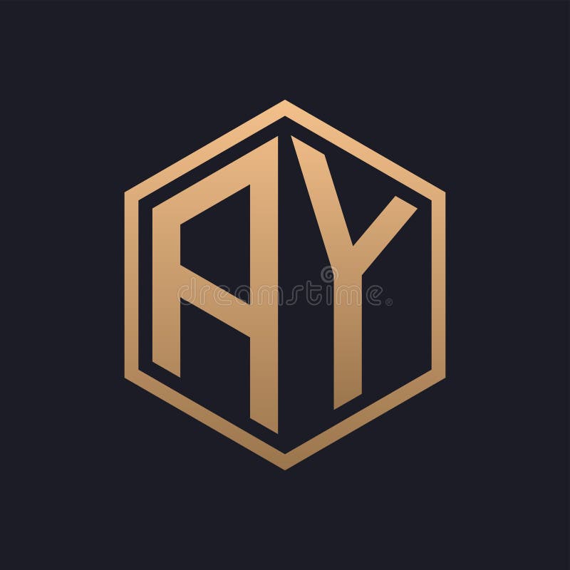 Elegant Hexagon Letter AY Logo Design. Initial Luxurious AY Logo ...