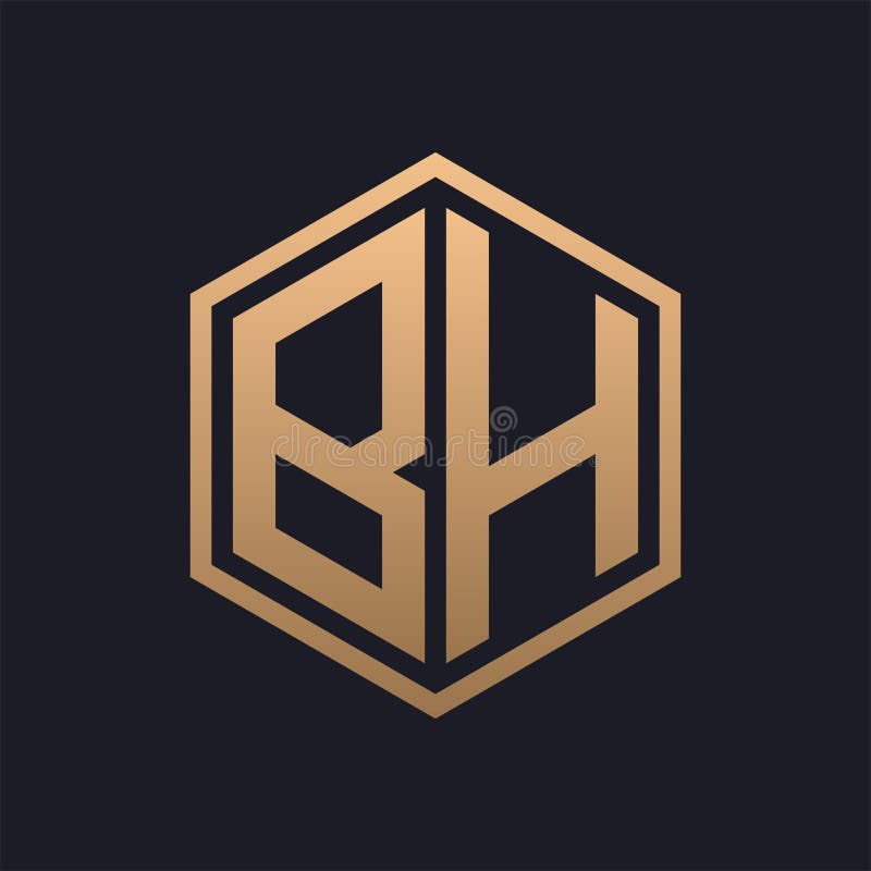 Elegant Hexagon Letter BH Logo Design. Initial Luxurious BH Logo ...