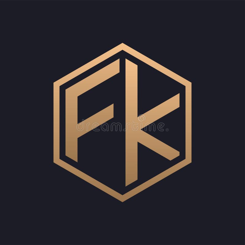 Elegant Hexagon Letter FK Logo Design. Initial Luxurious FK Logo ...