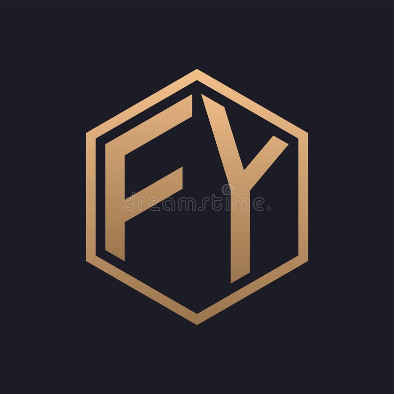 Elegant Hexagon Letter FY Logo Design. Initial Luxurious FY Logo ...