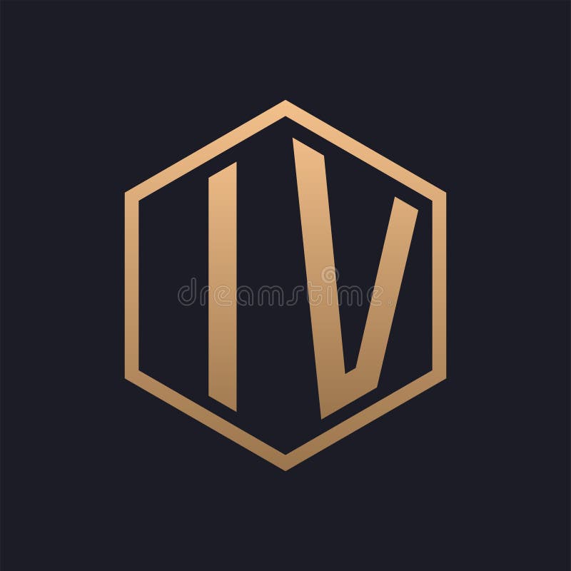 Elegant Hexagon Letter IV Logo Design. Initial Luxurious IV Logo ...