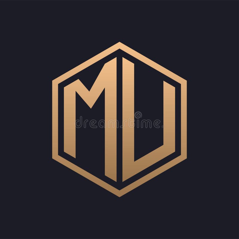Elegant Hexagon Letter MU Logo Design. Initial Luxurious MU Logo ...