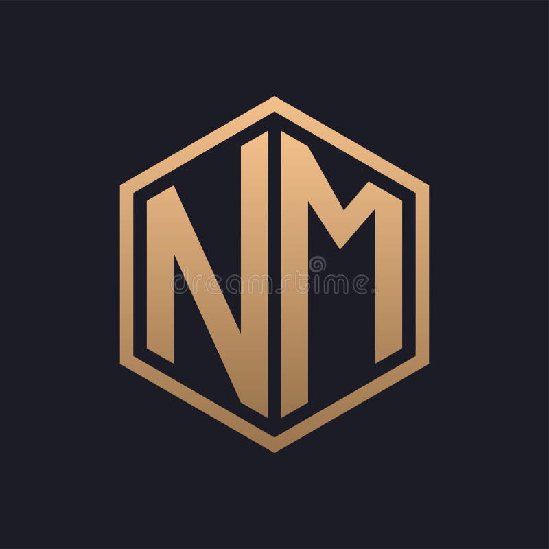 Elegant Hexagon Letter NM Logo Design. Initial Luxurious NM Logo ...
