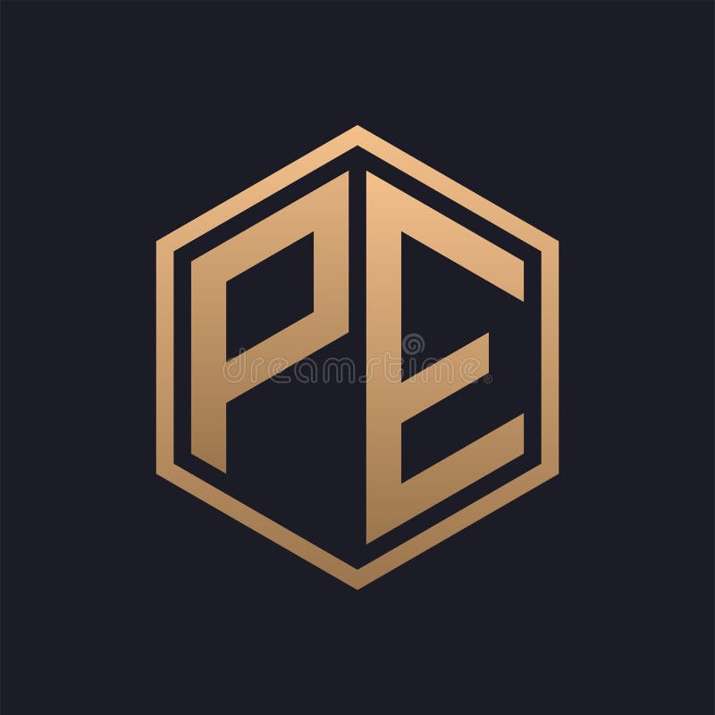 Elegant Hexagon Letter PE Logo Design. Initial Luxurious PE Logo ...