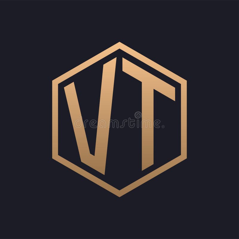 Elegant Hexagon Letter VT Logo Design. Initial Luxurious VT Logo ...