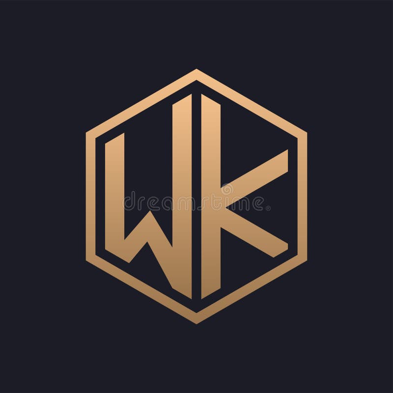 Elegant Hexagon Letter WK Logo Design. Initial Luxurious WK Logo ...