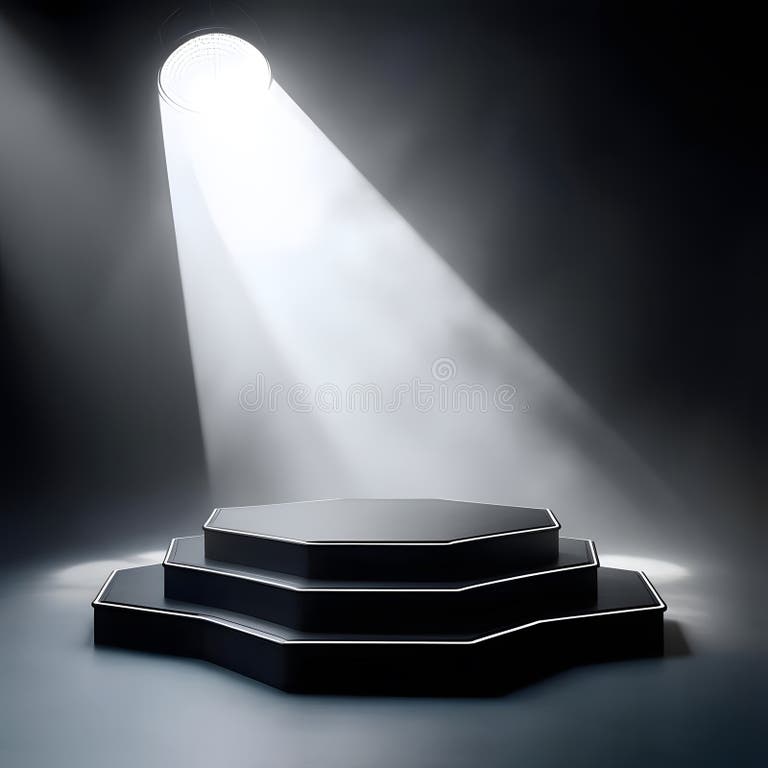Elegant Hexagonal Fabric Podium with Dramatic Spotlight Stock ...