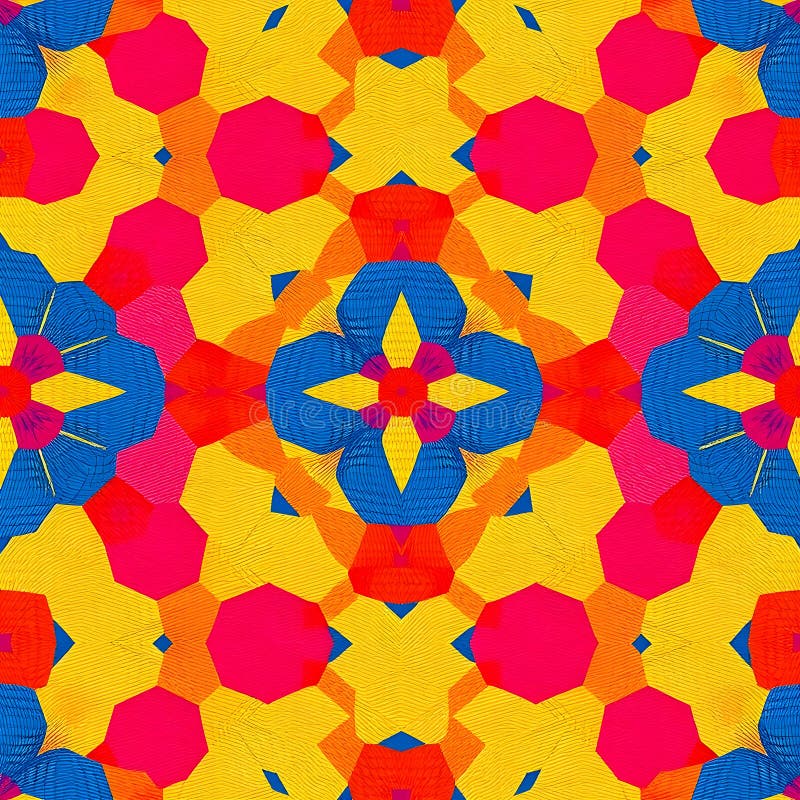 Elegant Hexagonal Jacquard Design in Vibrant Hues, Seamless Pattern ...
