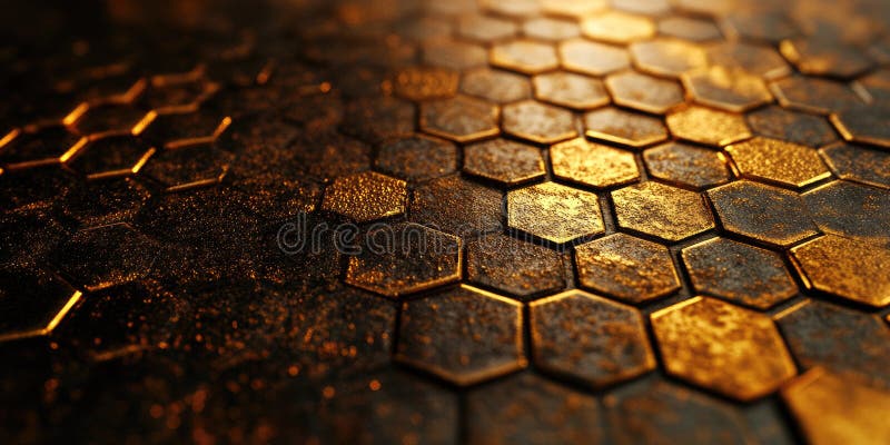 Elegant Hexagonal Pattern with Golden Metallic Finish Creates a ...