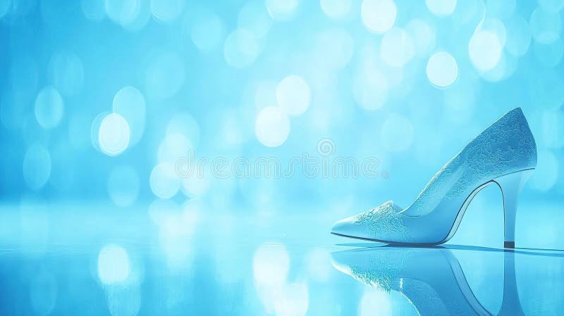 Elegant High-heel Shoe, Blue Bokeh Background, Reflection, Wedding ...