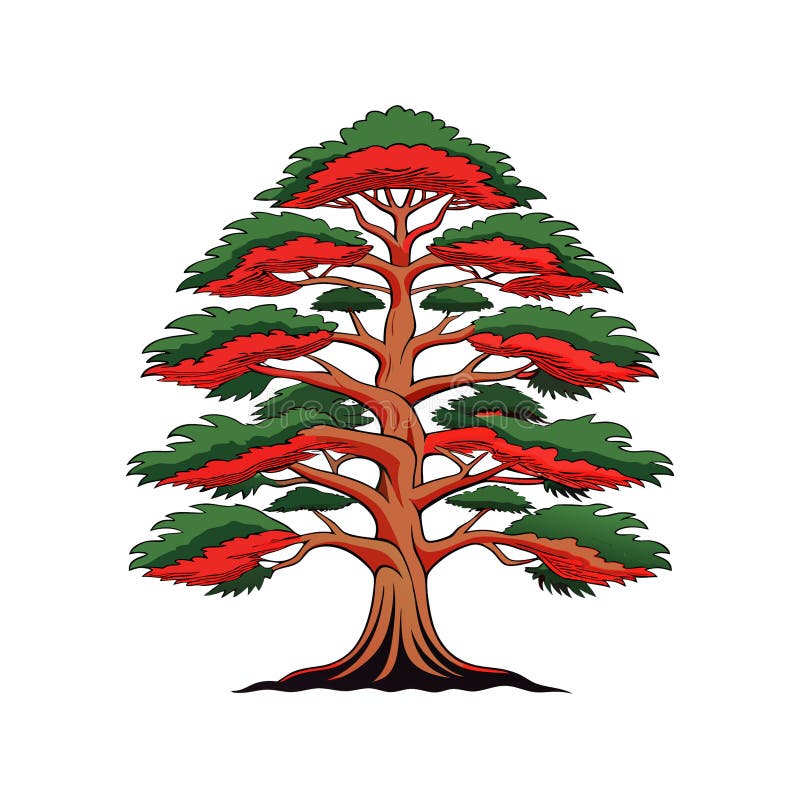 Elegant Himalayan Cedar Tree Illustration Stock Photo - Illustration of ...