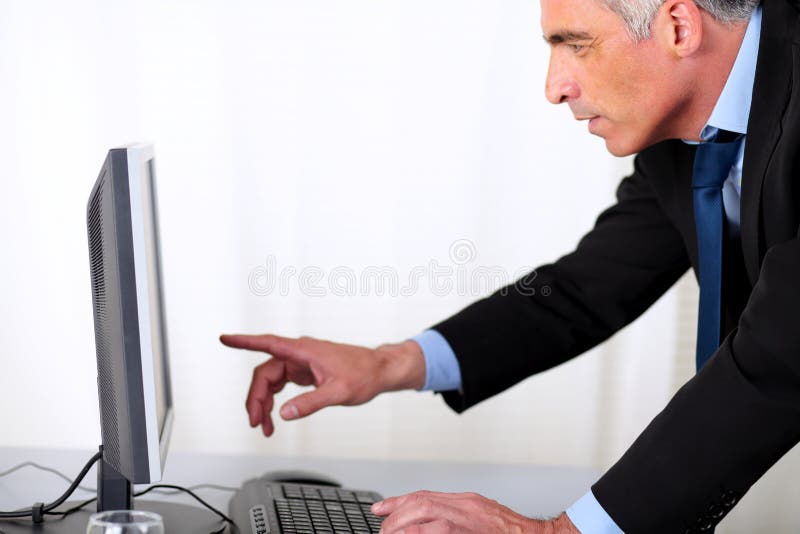 Elegant Hipanic Business Man Pointing the Computer Stock Image - Image ...