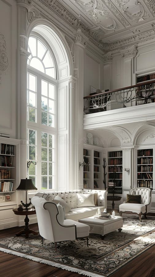 Elegant Historic Library with Plush Seating and Ornate Architecture ...