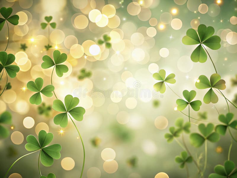 Festive Irish Clover Pattern Background a Minimalist Bokeh Design for ...