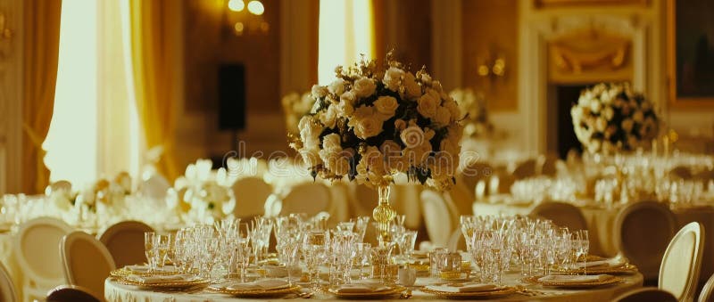 An Elegant Holiday Table Setting in a Grand Palace Stock Image - Image ...