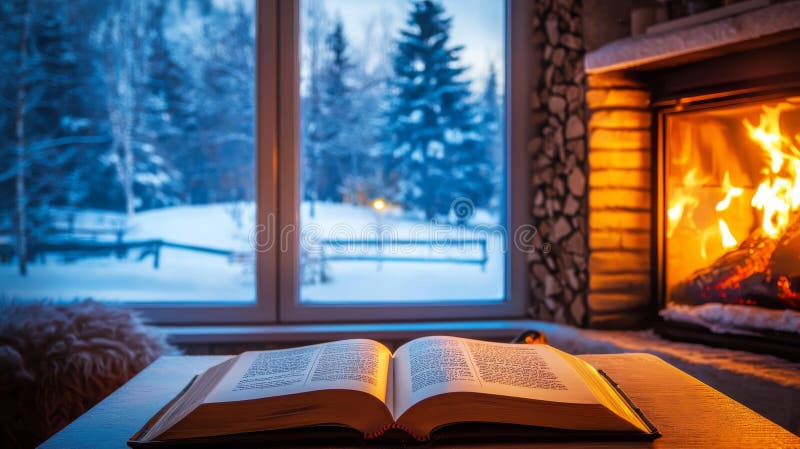 An Elegant Home Interior with Books by the Fire. Stock Stock Photo ...