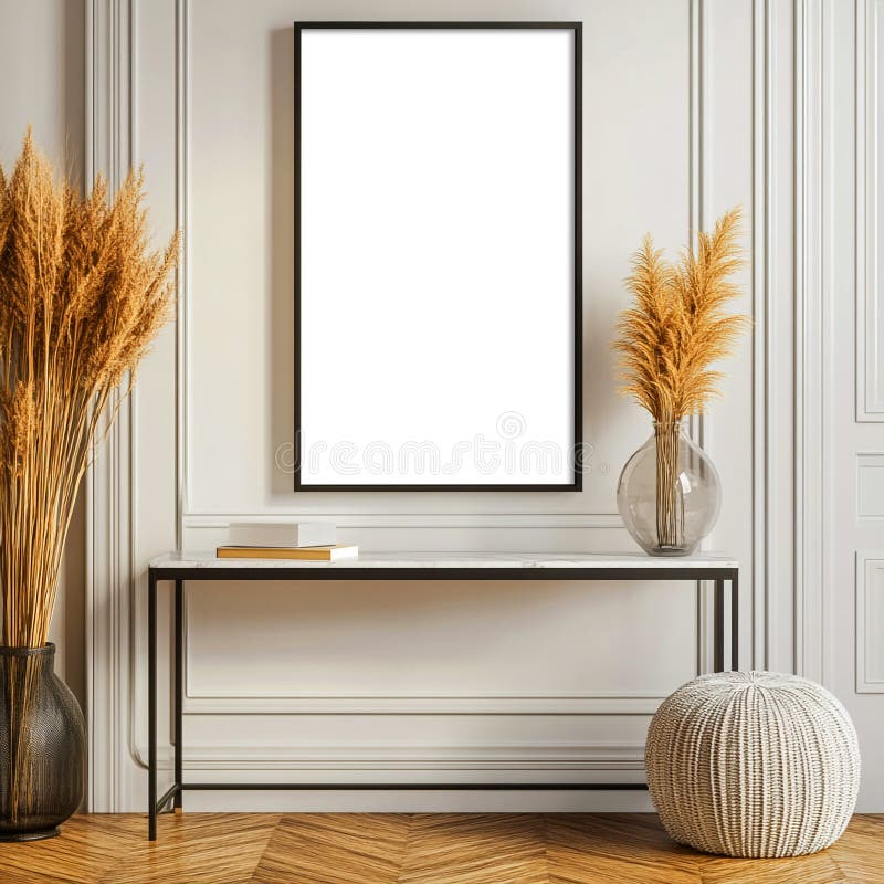 Elegant Home Interior Mockup Poster on Console Table Stock Illustration ...