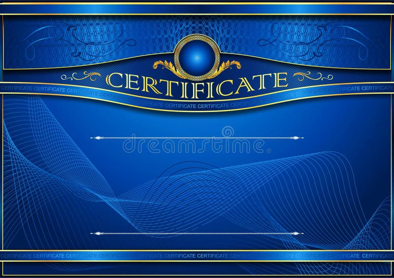 Horizontal Blank with One Seal To Create a Certificate, Diploma and Other Securities. Blue ...