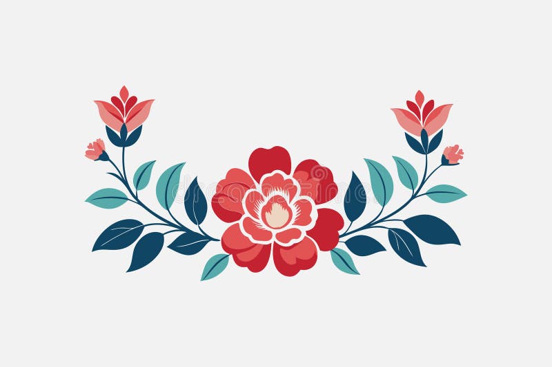 Horizontal White Pink and Red Flower Border Vector Artwork. Stock ...