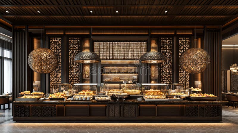 Elegant Hotel Breakfast Buffet Display Stock Illustration ...