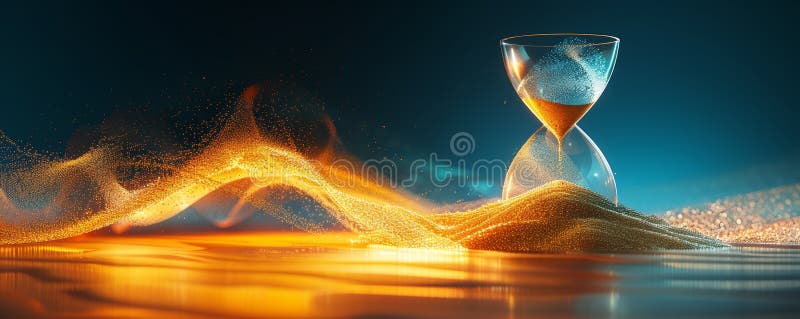 Elegant Hourglass with Flowing Sand and Abstract Light Trails in a ...