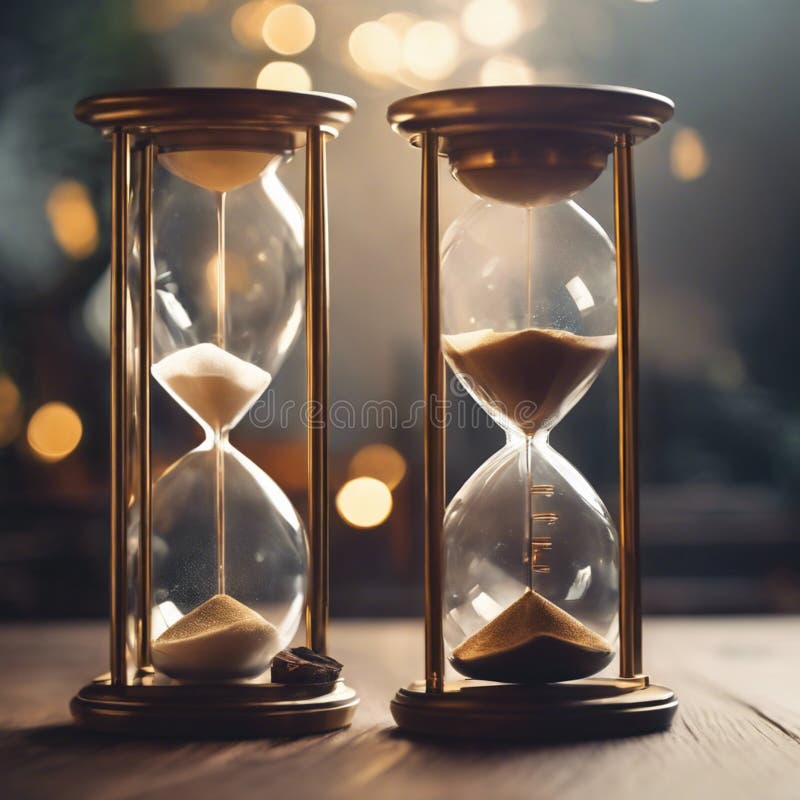Elegant Hourglasses Display Fine Sand Gracefully Falling in a Warm ...