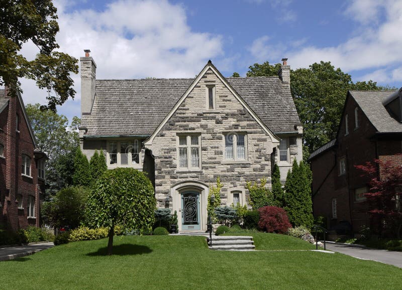 Elegant House with Stone Gable Stock Image - Image of entrance, house ...