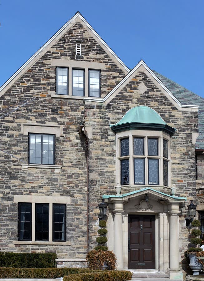 Elegant House with Stone Gable Stock Image - Image of mansion, facade ...