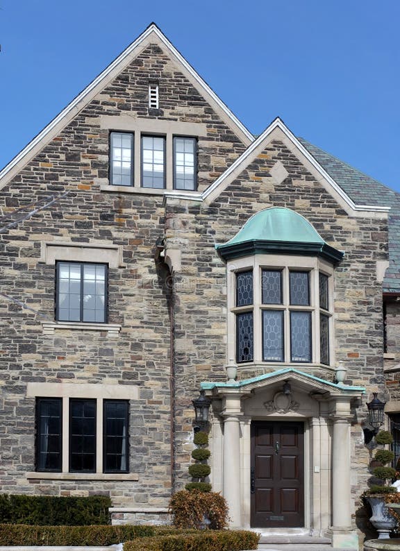 Elegant House with Stone Gable Stock Image - Image of mansion, facade ...