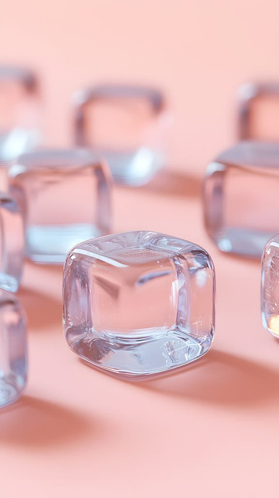 Elegant Ice Cubes on a Pastel Backdrop Stock Illustration ...