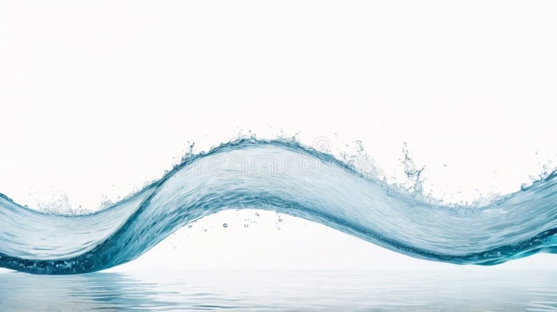 Fluid Dynamics Captured: Elegant Water Wave Illustration on White ...