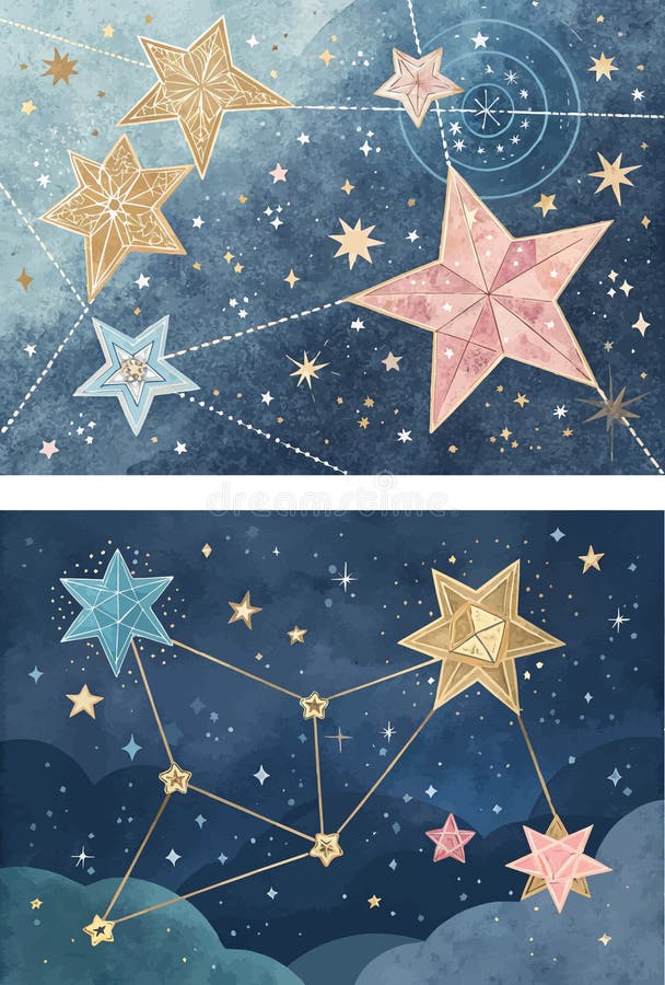 An Elegant Image of Constellations Connected by Thin Lines of Light ...