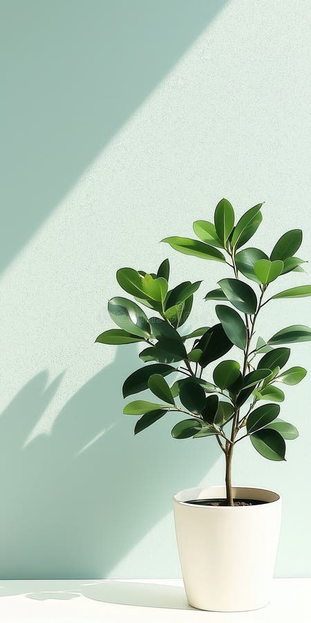 Elegant Indoor Plant Casting Shadow on Minimalistic Background Stock ...