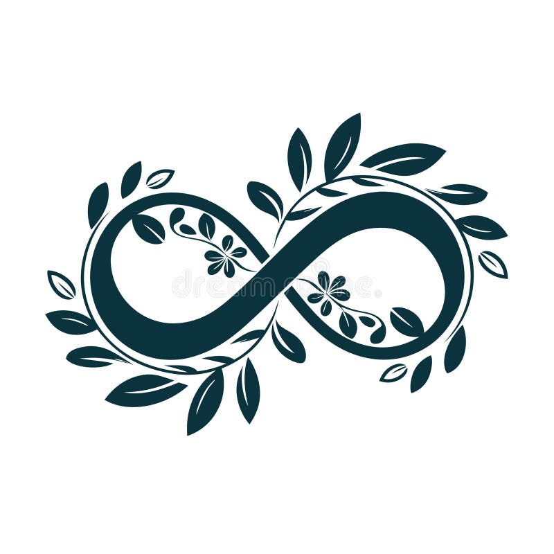 Elegant Infinity Symbol with Floral Leaf Design Vector Stock ...