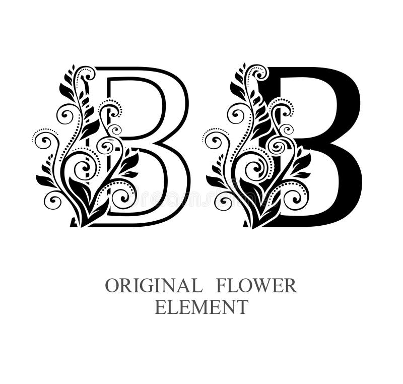 Elegant Initial Letters B in Two Color Variations with Botanical ...