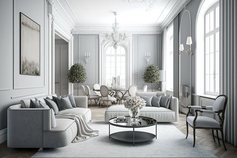 Elegant Interior Design, Generative AI. Stock Illustration ...