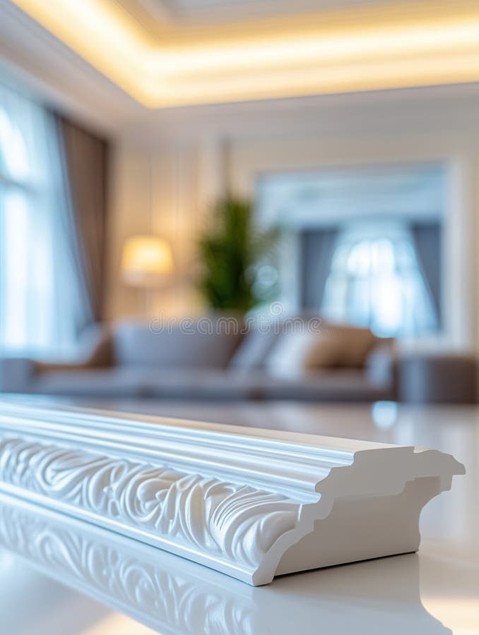 Elegant Interior Design Elements with Ornate Ceiling Molding in Modern ...