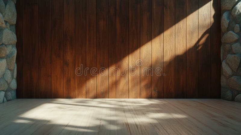 Elegant Interior Design Featuring Hardwood Wall with Stone Inserts and ...