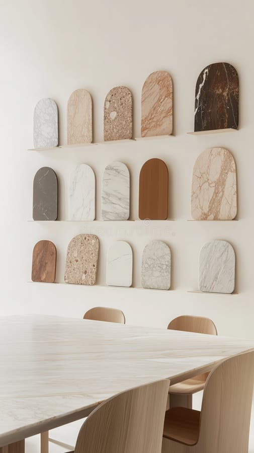 Elegant Interior Design Featuring Minimalist Studio with Marble Samples ...