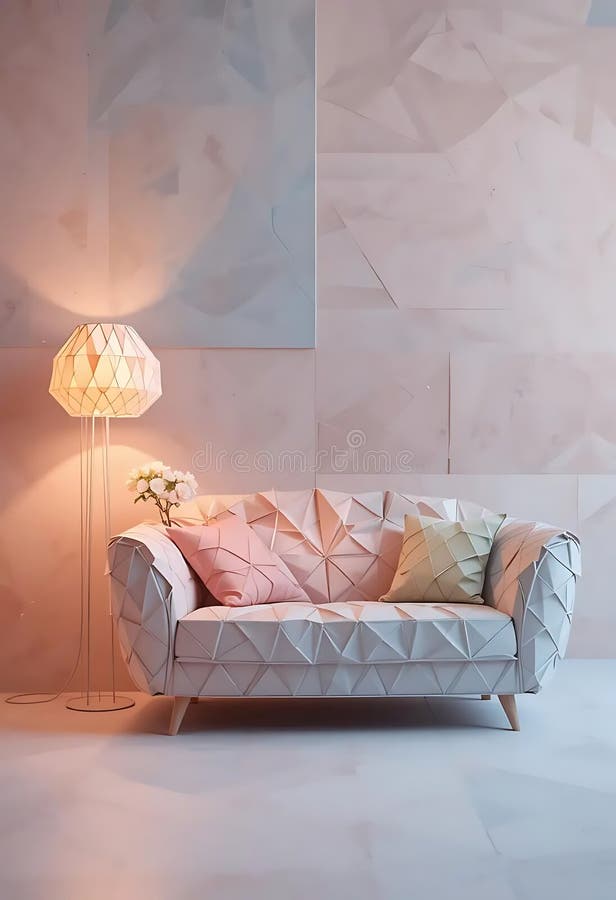 Elegant Interior Design Featuring a Stylish Sofa with Geometric ...