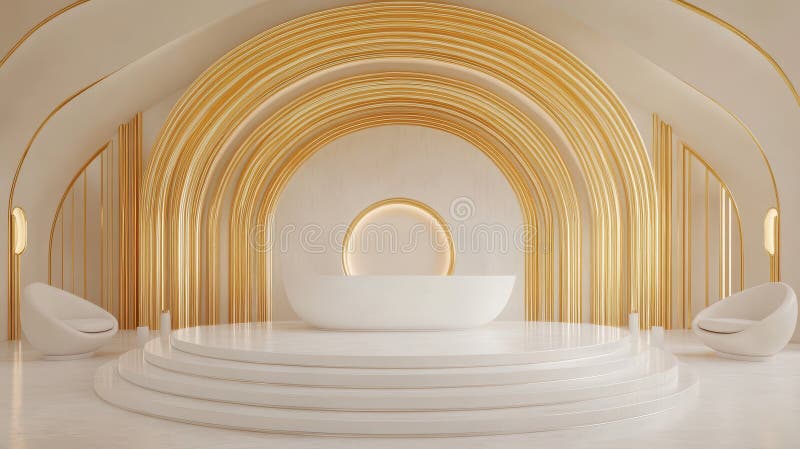 Elegant Interior Design Golden Arches Modern Platform Stock Photos ...