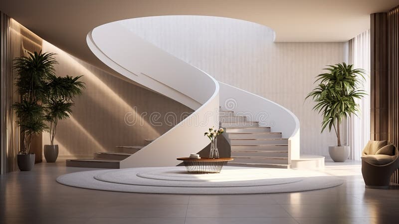 Elegant Interior Design of Modern Entrance Hall with Staircase Stock ...